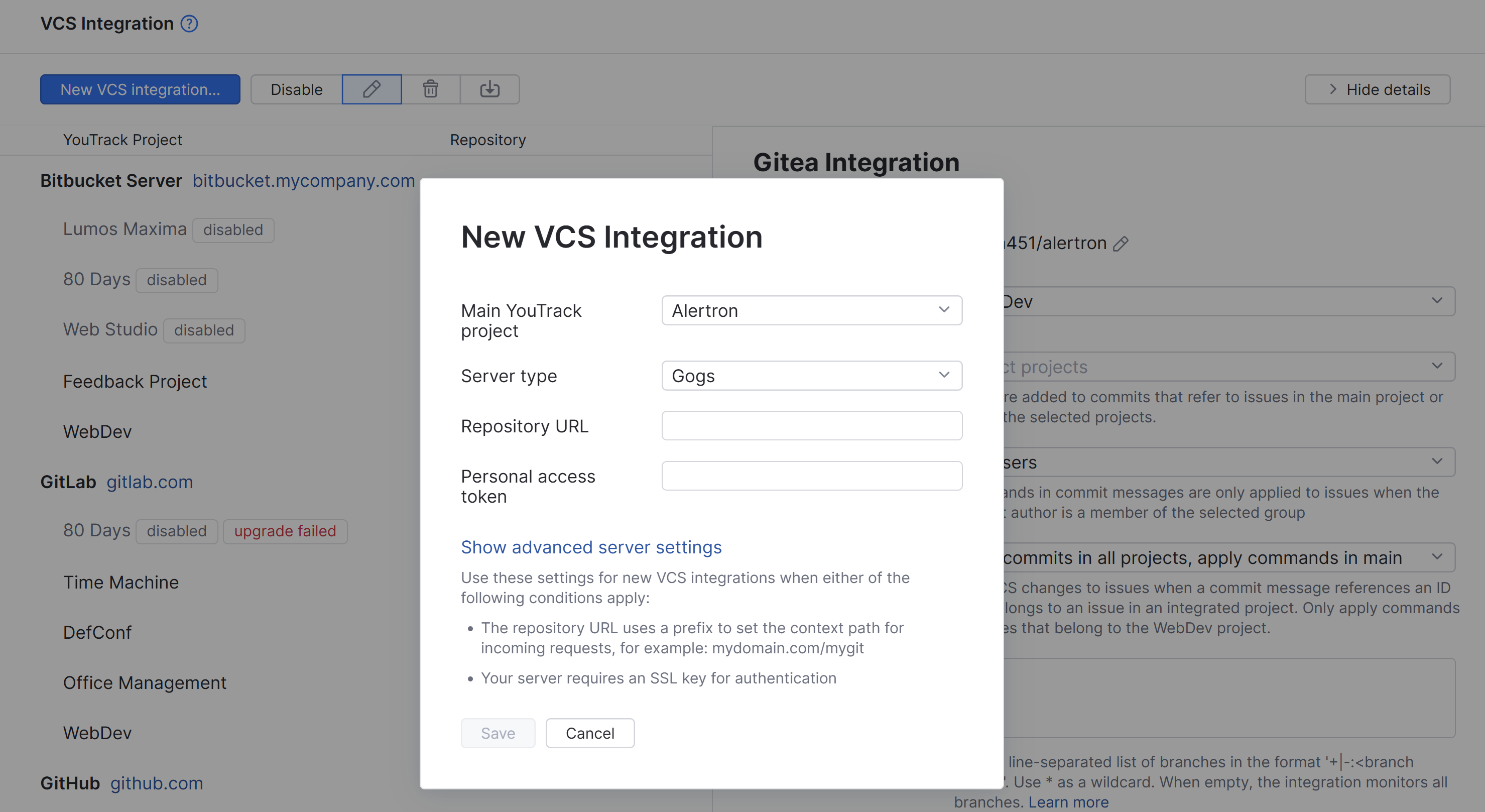 Gogs Integration | YouTrack Server Documentation